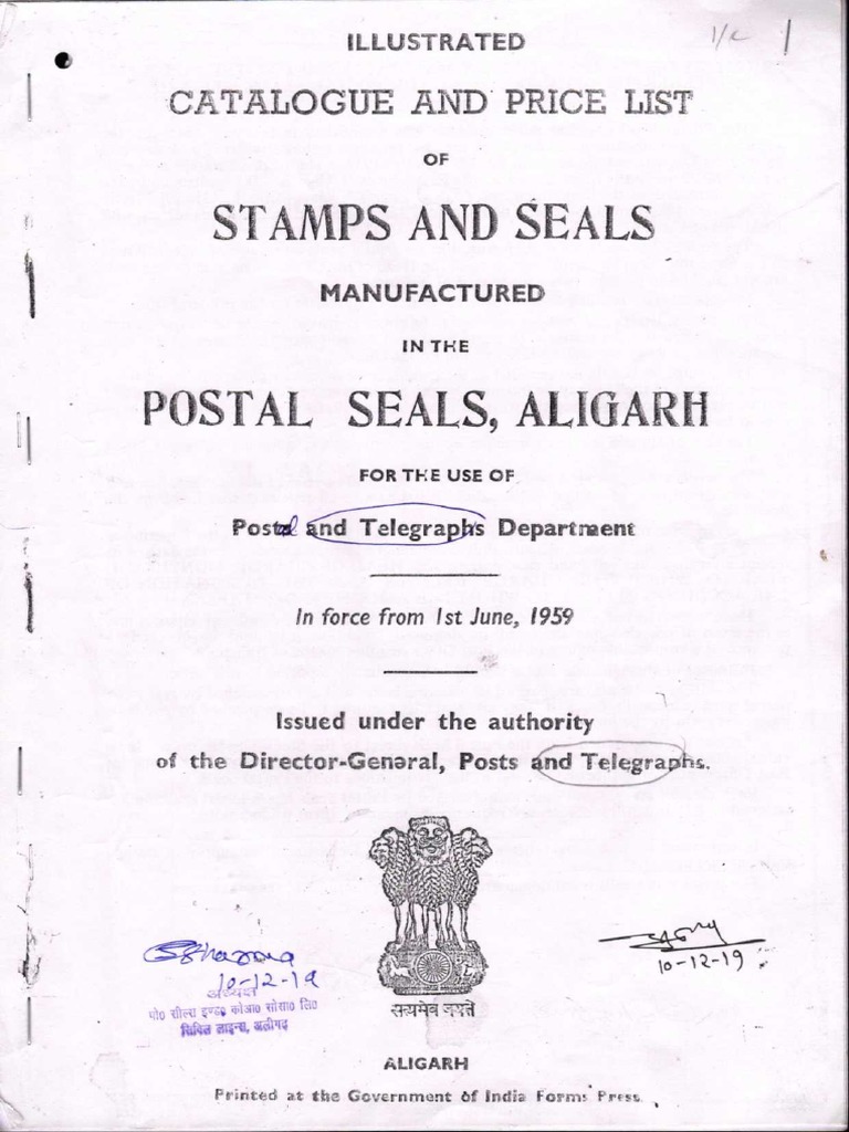 Catalogue of Post Office Stamps and Seals | PDF | Postage Stamp | Mail
