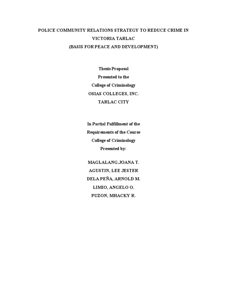 Enhancing Police-Community Relations in Tarlac | PDF | Survey ...