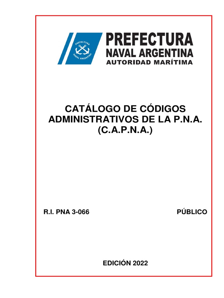 R.I. Pna 3-066 Catálogo de Códigos Administrativos de La P.N.A (C.a.p.n.a.) | PDF | Ramas ...