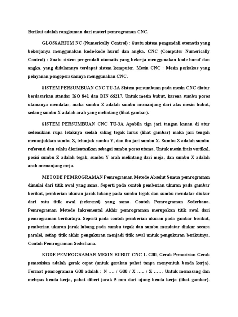 Tugas Rangkuman Pemrograman CNC | PDF