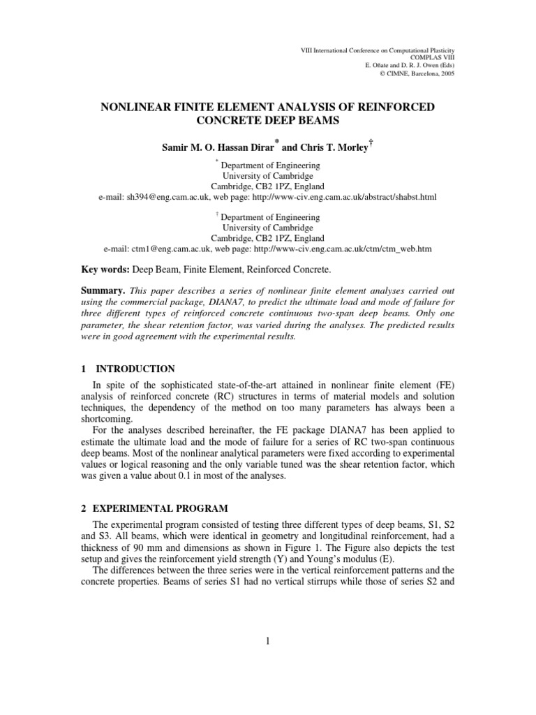 Nonlinear Finite Element Analysis Of Reinforced Concrete Deep Beams