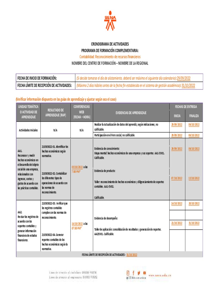 Cronograma Contabilidad | PDF | Contabilidad | Business