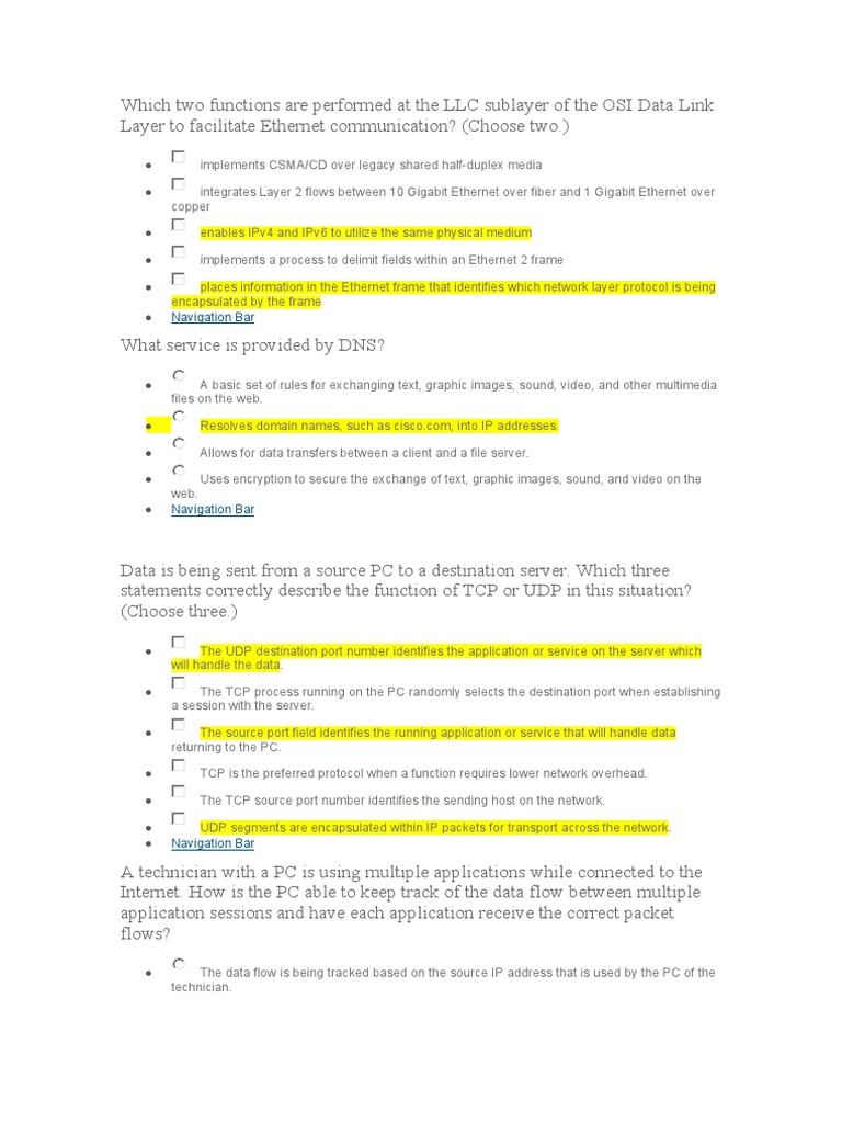 Which Two Functions Are Performed at The LLC Sublayer of The OSI Data Link Layer To Facilitate ...