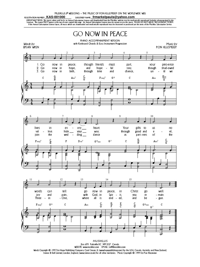 Go Now in Peace | PDF | Sound | Performing Arts