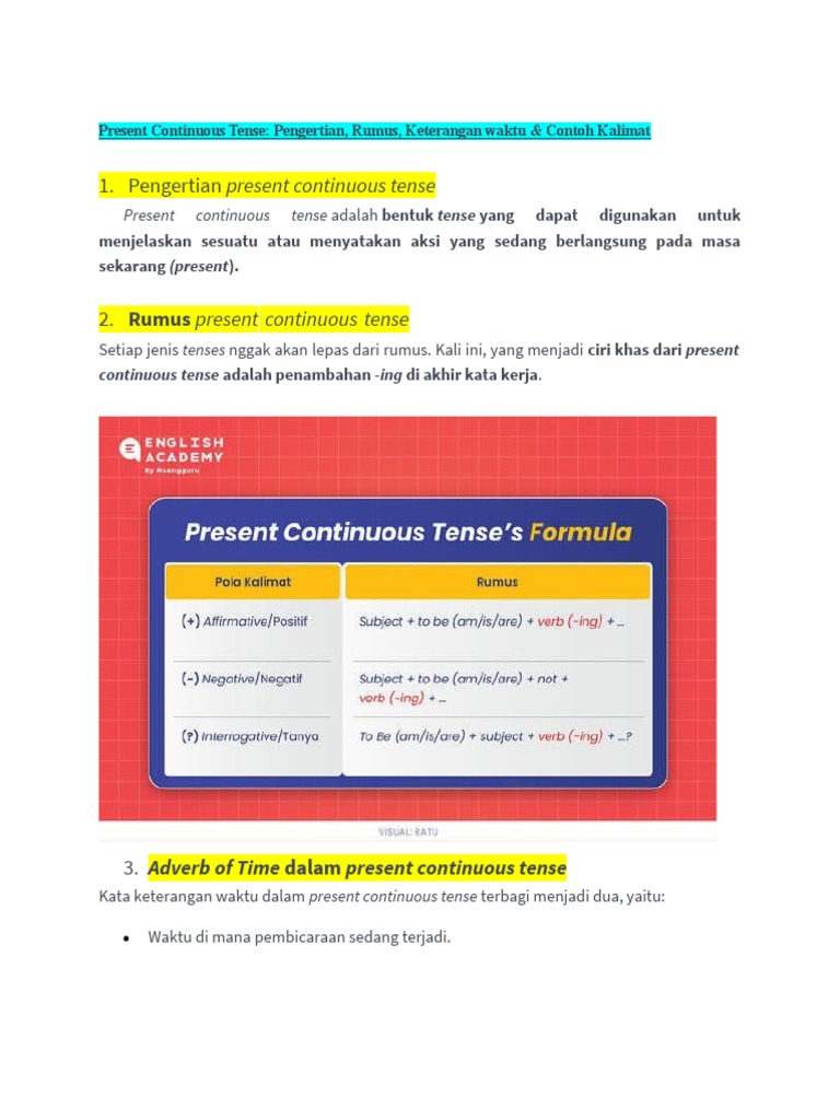 Present Continuous Tense | PDF