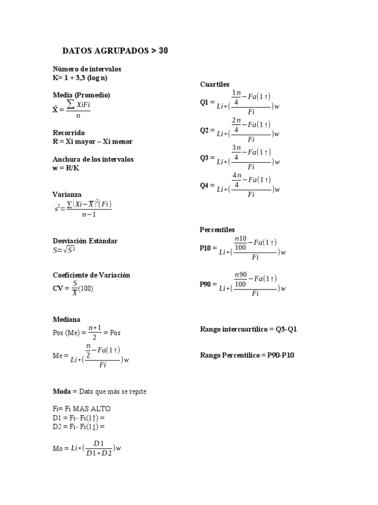 Formulas - Bioestad | PDF | Muestreo (Estadísticas) | Estadísticas ...
