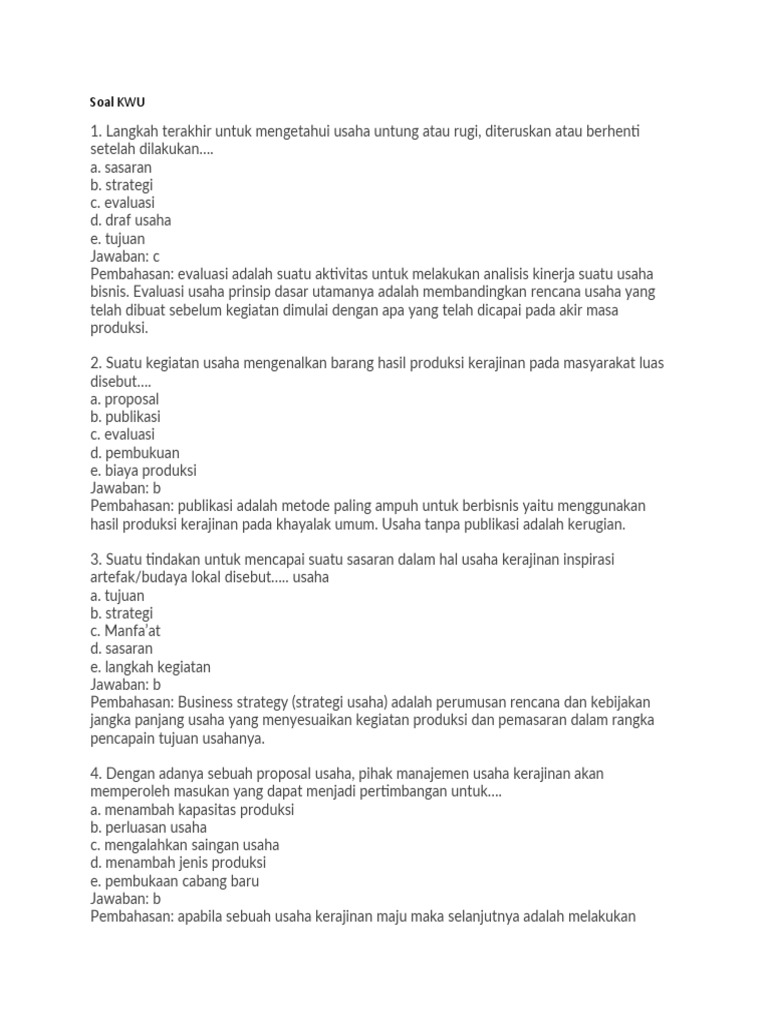 Soal KWU | PDF