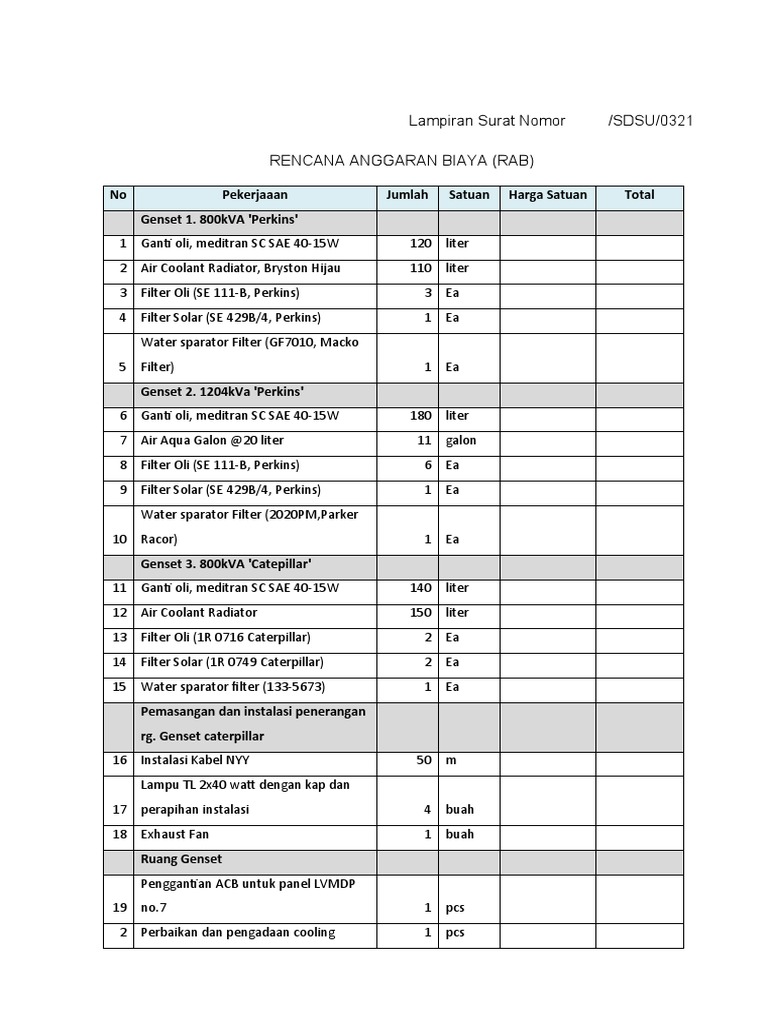 Buat Rekanan Genset | PDF