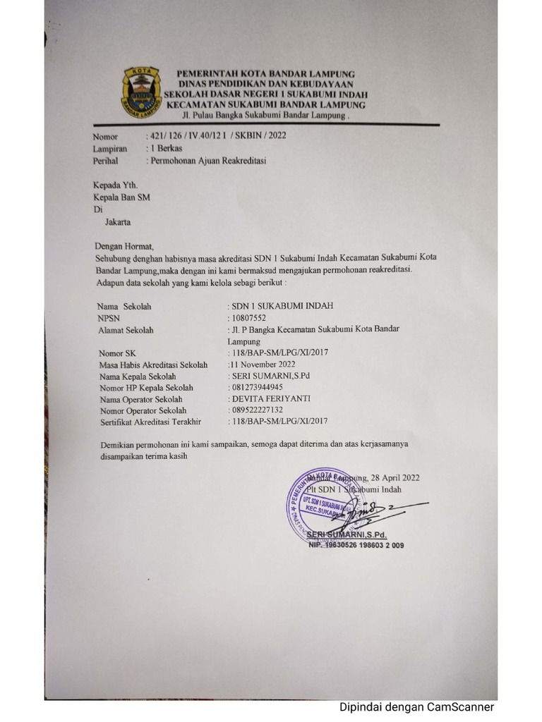 Surat AJUAN Permohonan Akreditasi | PDF