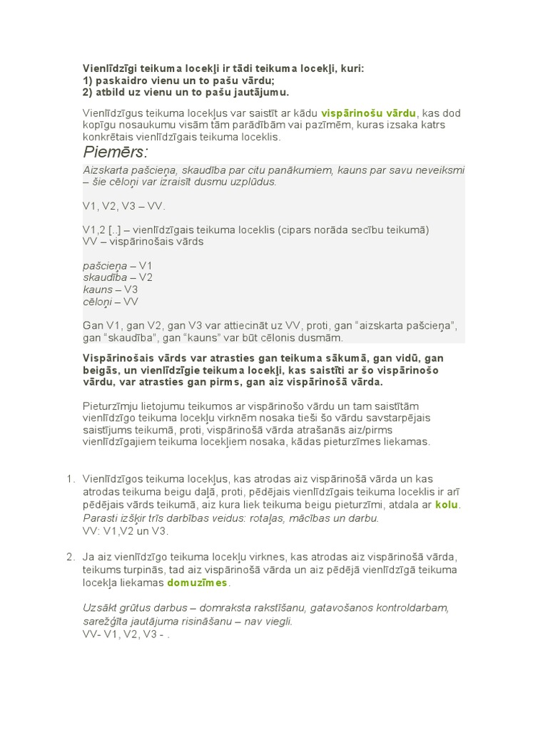 Vienlīdzīgi Teikuma Locekļi Ir Tādi Teikuma Locekļi | PDF