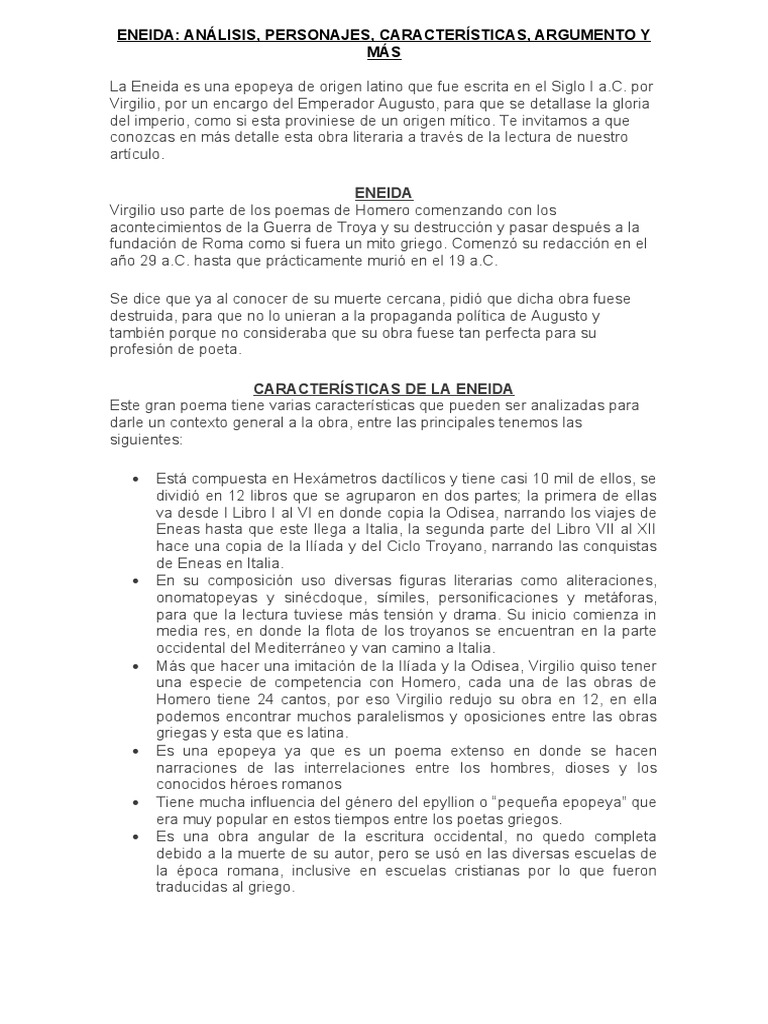 Análisis de La Eneida de Virgilio | PDF | Eneida | Eneas