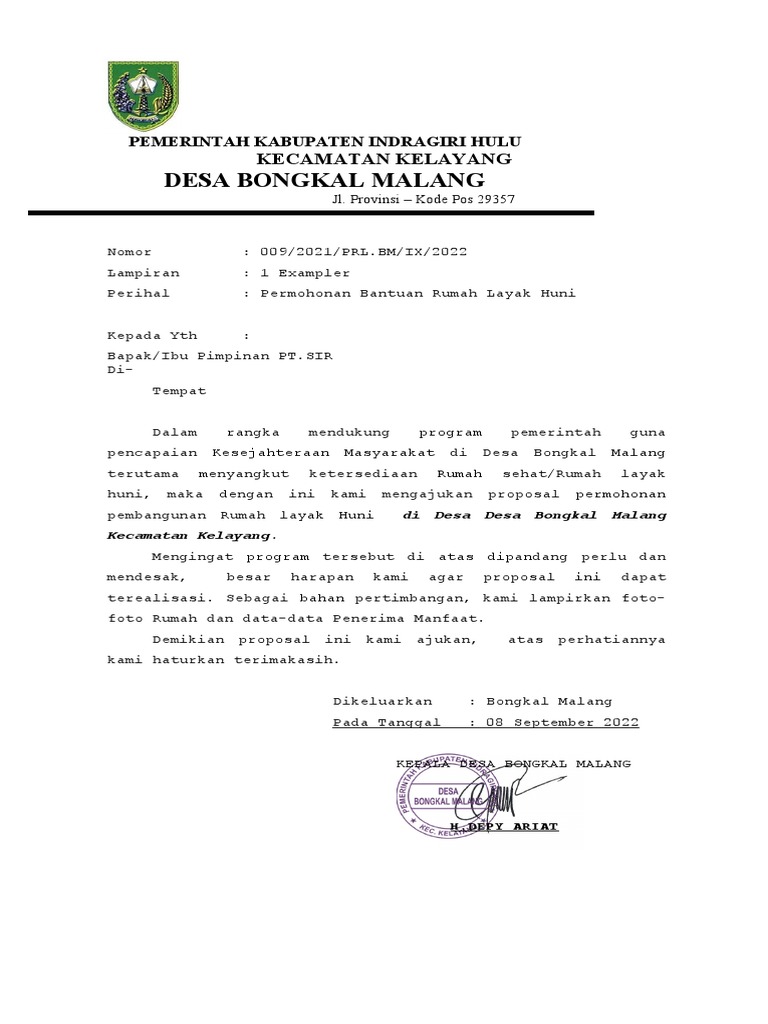 Proposal Rumah Layak Huni 2022 | PDF