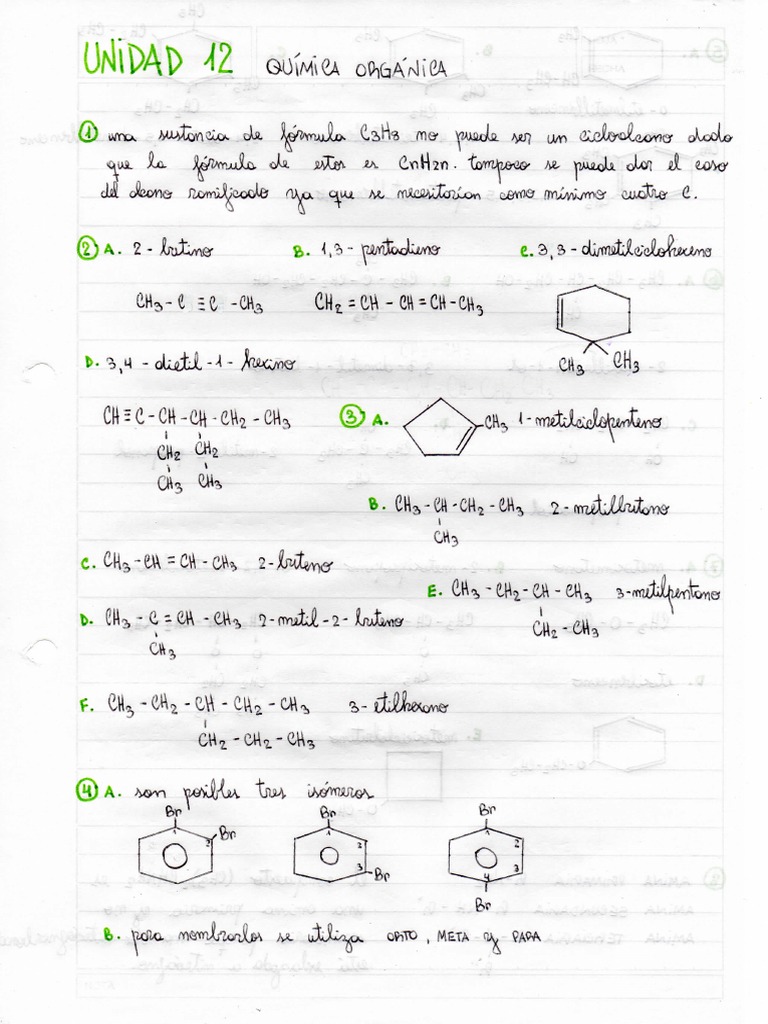 Quimica Unidad 12 Quimica Organica Ejercicios Resueltos | PDF