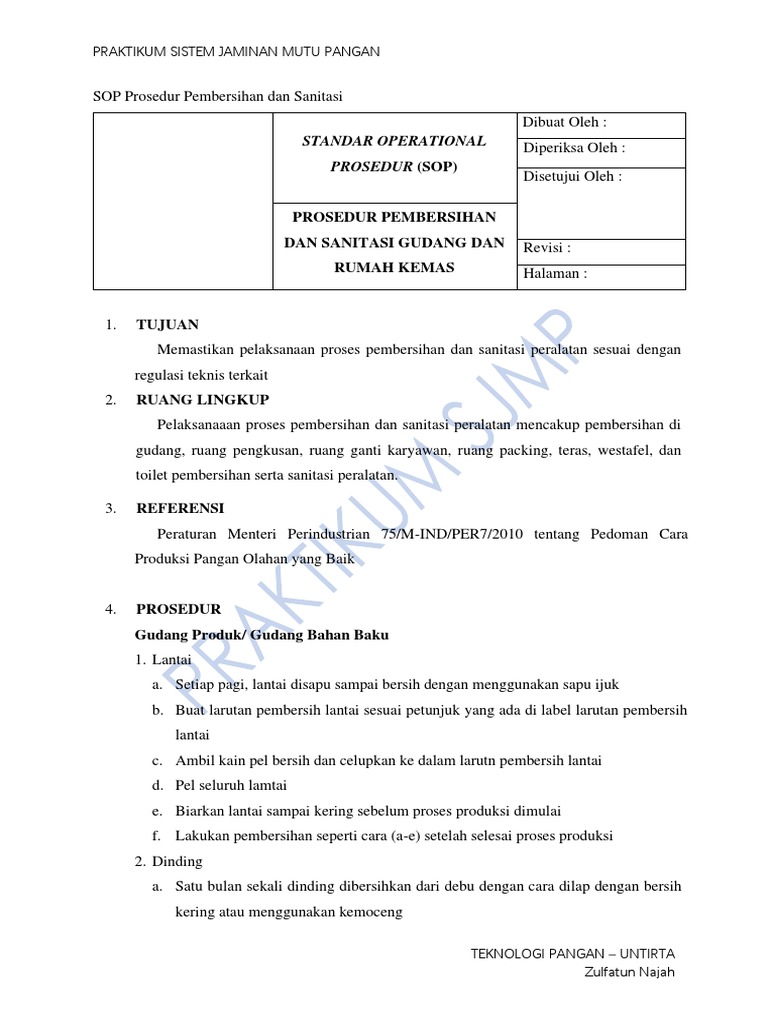 Contoh Sop Dan Ik | PDF