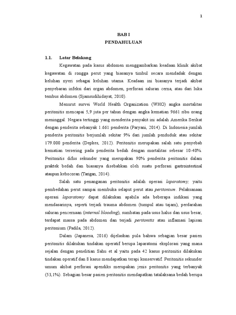 Mobilisasi Dini Pasca Operasi Peritonitis | PDF