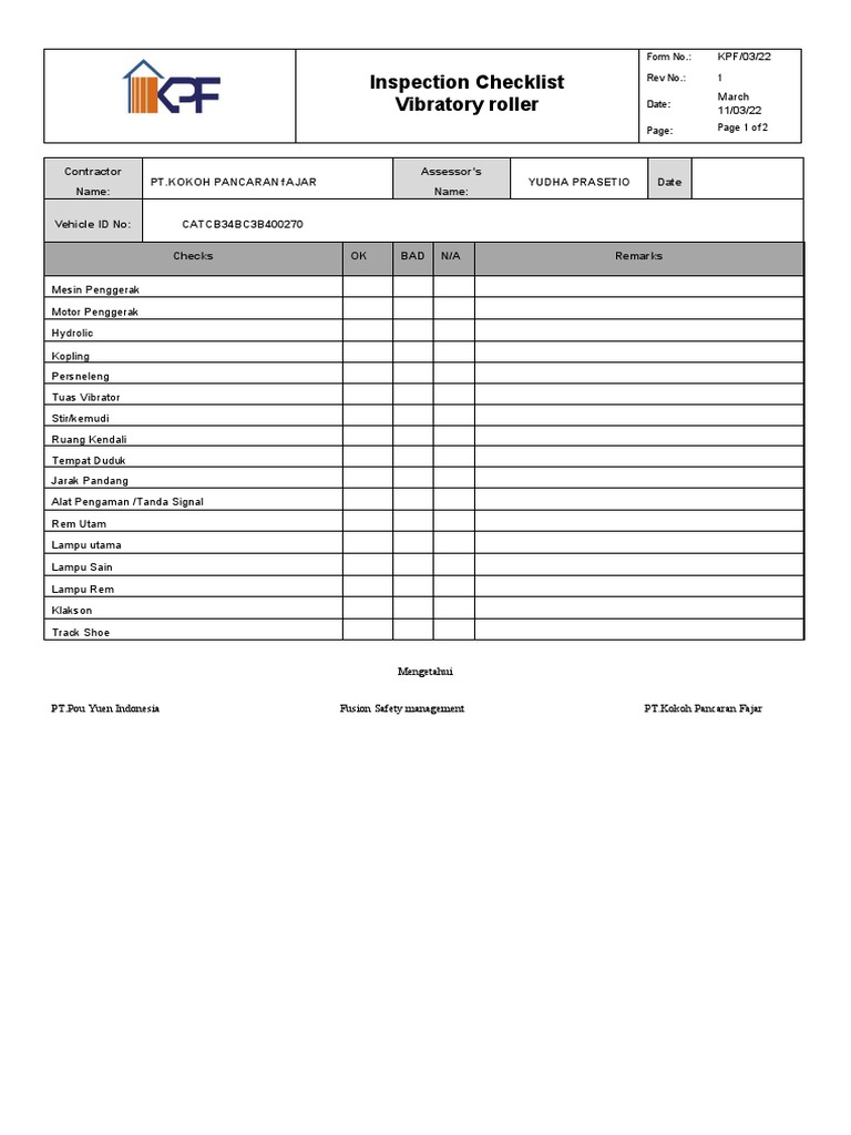 CM-510.11 Vibro Checklist | PDF