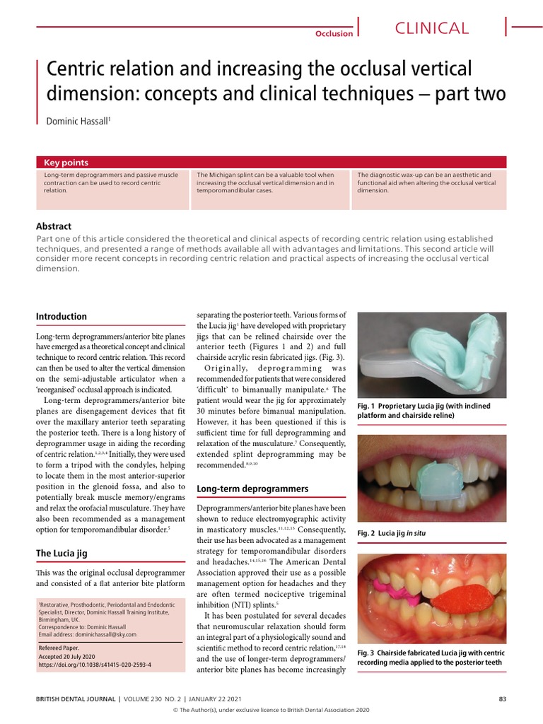 Centric Relation and Increasing The Occlusal Vertical PartII | PDF ...