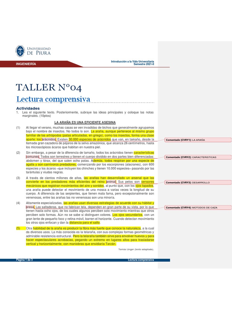 Introducción a la vida de las arañas como eficientes depredadoras | PDF ...