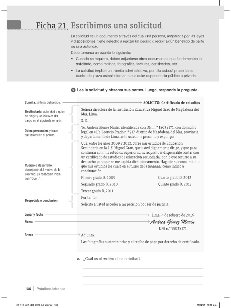 Escribimos Una Solicitud | PDF