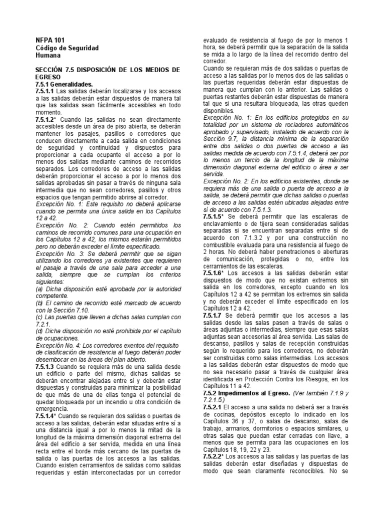 Nfpa 101 | Descargar gratis PDF | Ingenieria Eléctrica | Encendiendo