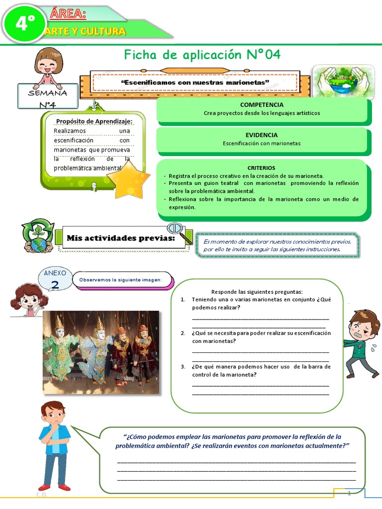 4° Ficha de Aplicación-Sesión4-Sem.4-Exp.4-Arte y Cultura | PDF | Cognición | Aprendizaje