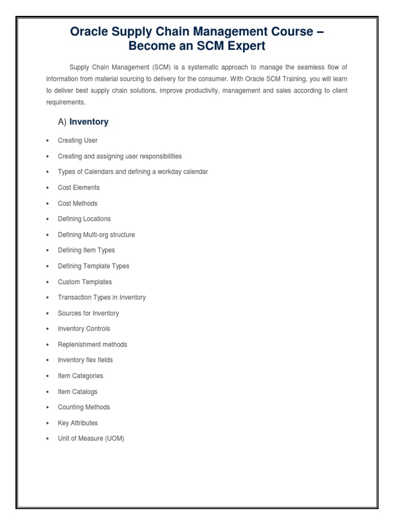 Oracle SCM Course Overview and Modules | PDF | Supply Chain Management ...