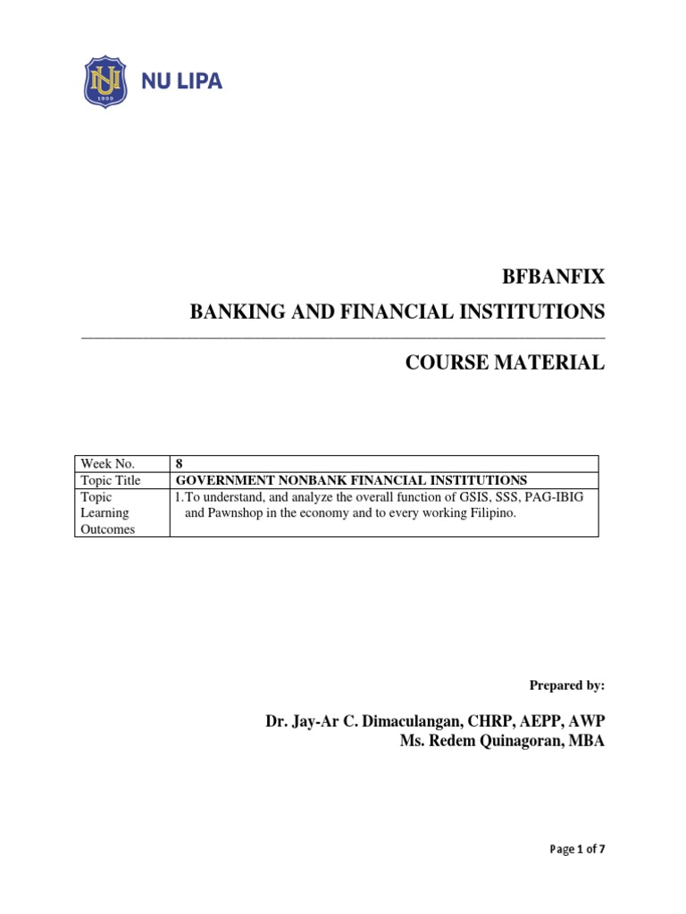 Government Non-Bank Financial Institutions | PDF | Economies ...