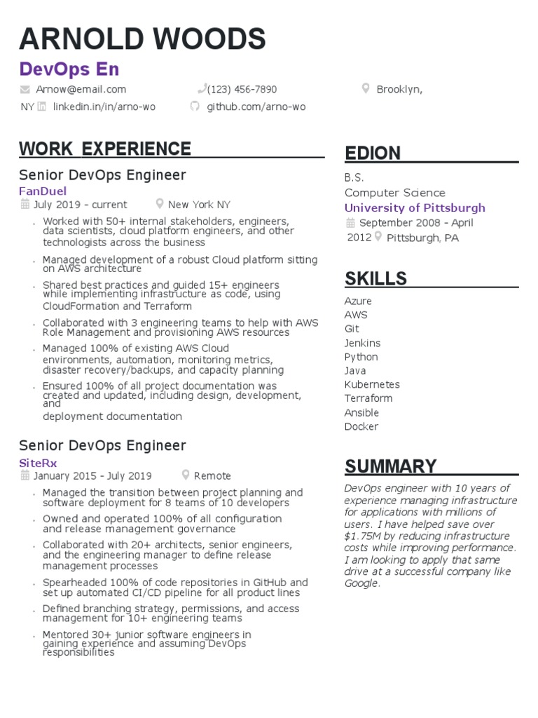 DevOps Engineer with 10+ Years of Experience Managing Infrastructure ...