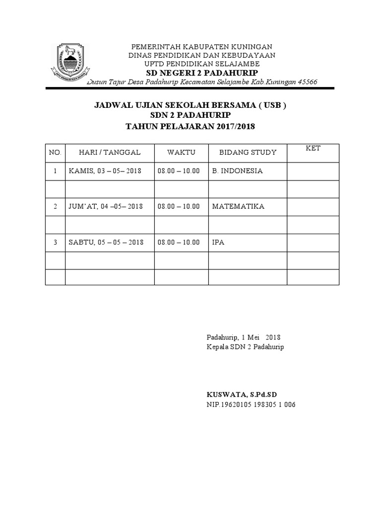 Jadwal Uts, Us, To | PDF
