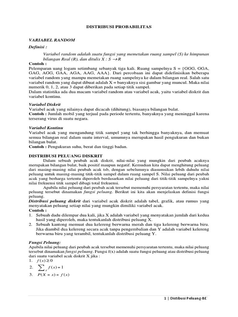 Handout Distribusi Peluang | PDF