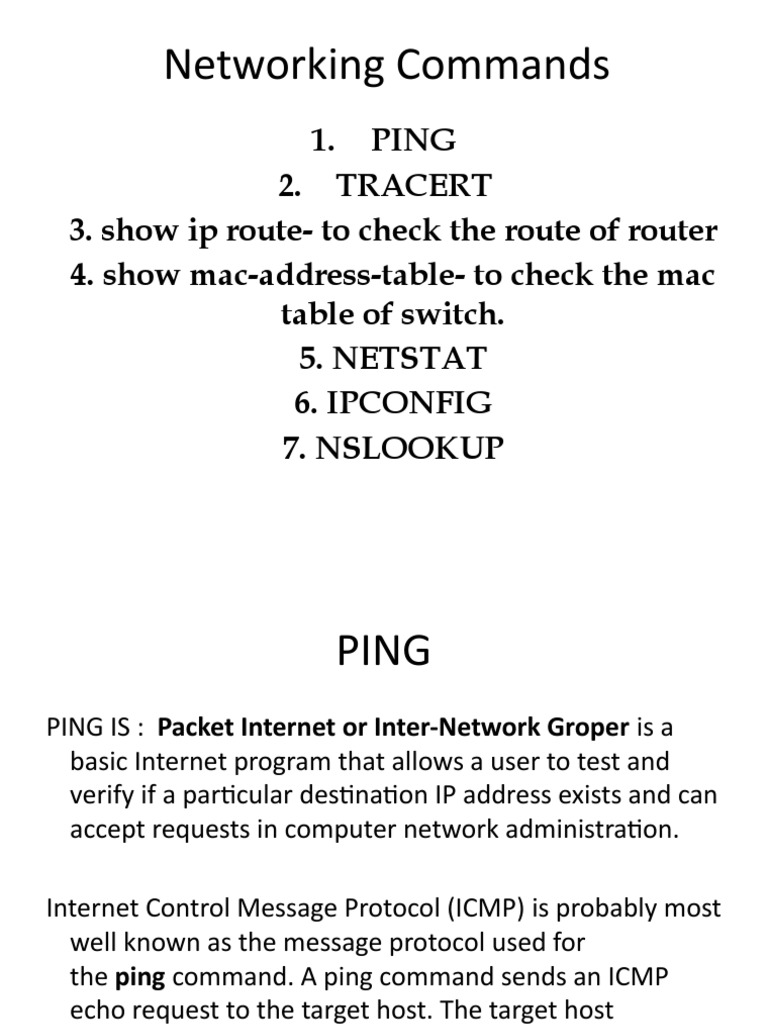 Networking Commands | PDF | Cyberspace | Information And Communications Technology