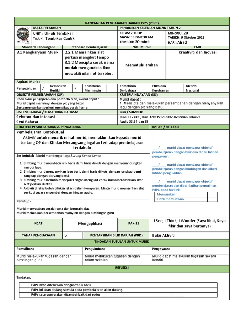 Murid Mendengar Lagu Burung Kenek-Kenek | PDF