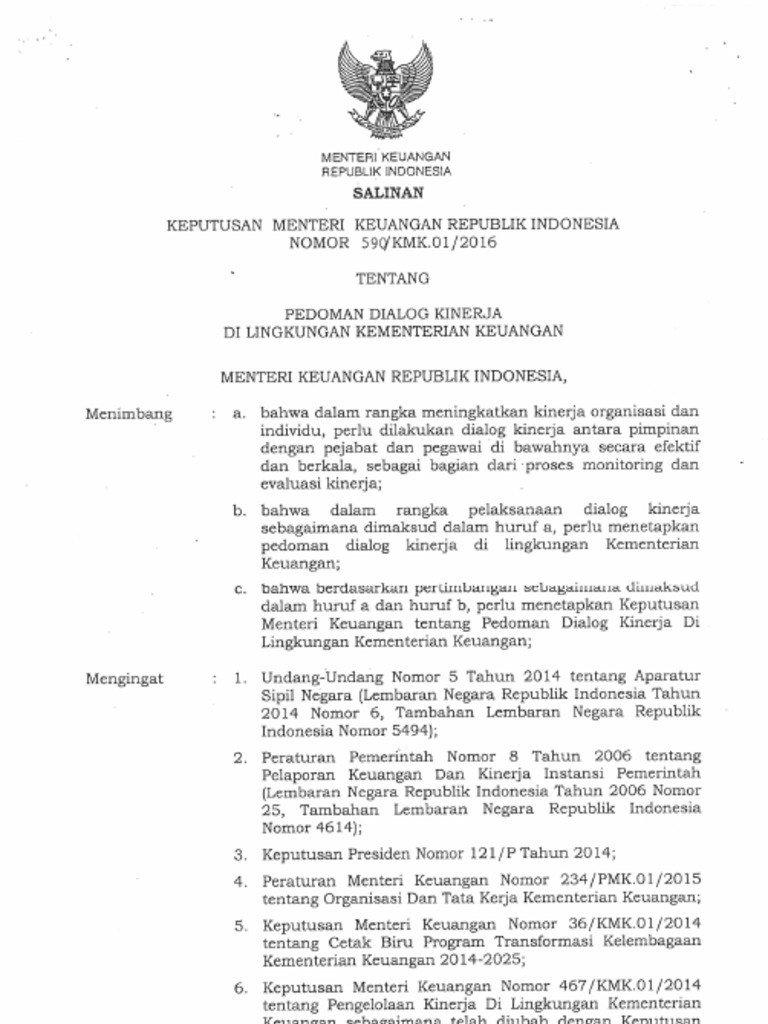 Pedoman Dialog Kinerja-Kmk-590-Kmk01-2016 | PDF