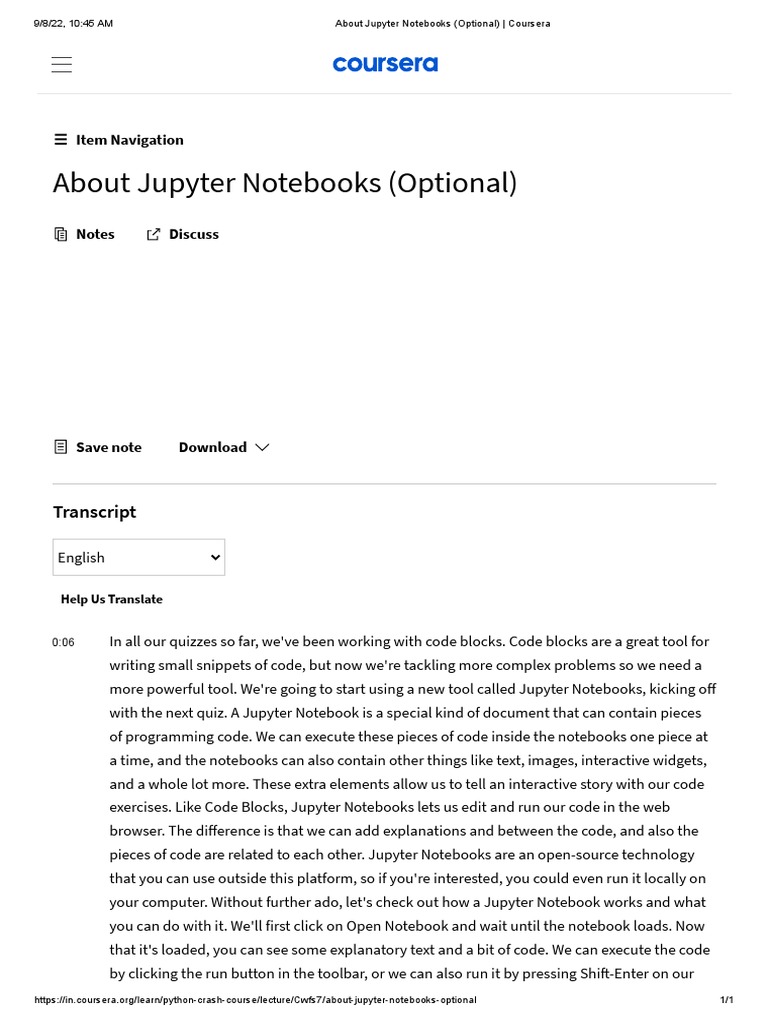 About Jupyter Notebooks (Optional) - Coursera | PDF | Games ...