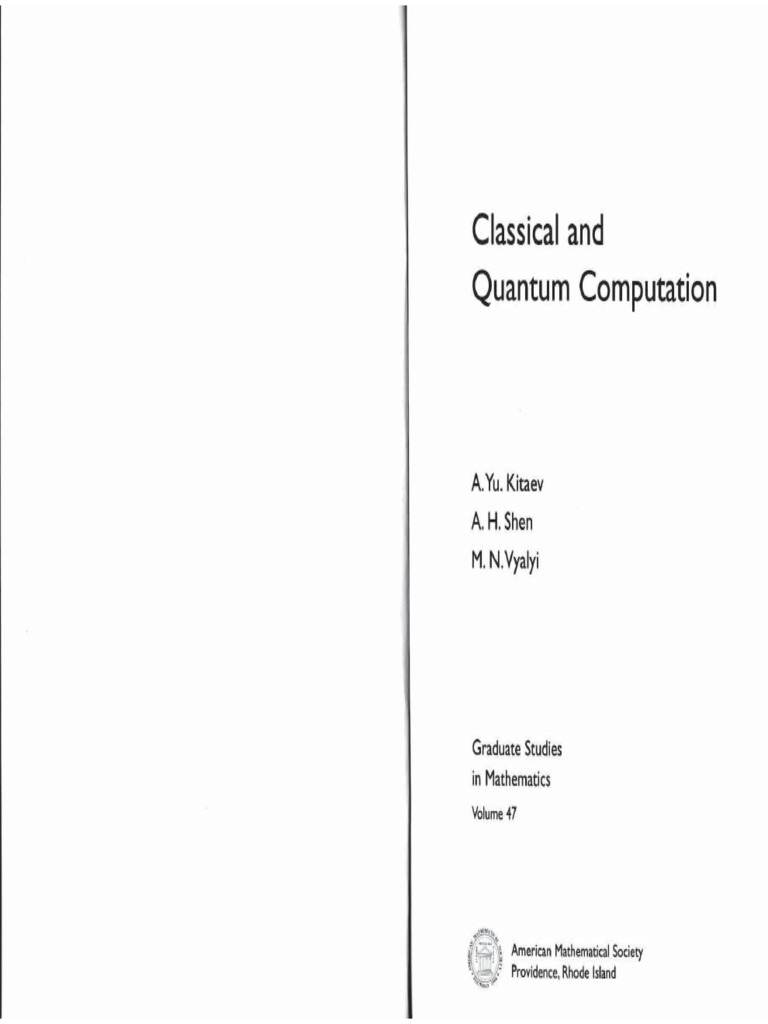 Classical and Quantum Computation Kitaev | PDF