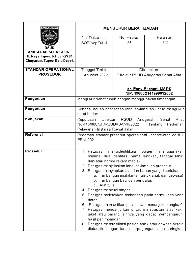 SOP Mengukur BB | PDF