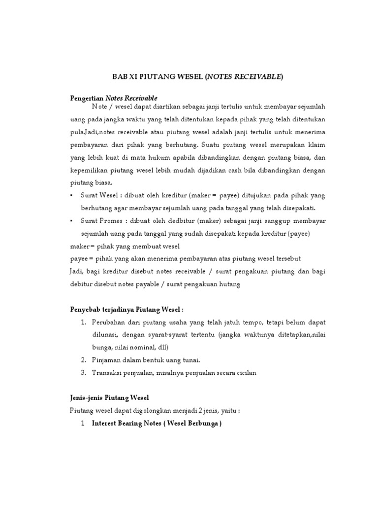 Panduan Lengkap Piutang Wesel | PDF | Pengelolaan Keuangan & Uang ...