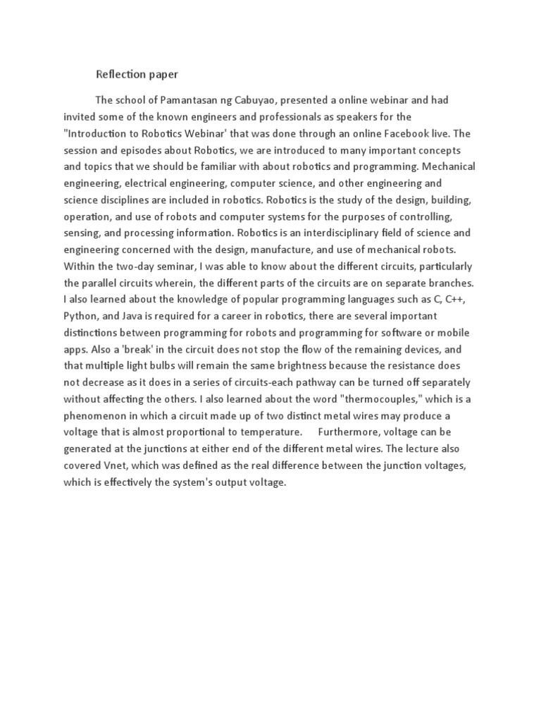 Reflection Paper (Webinar) | PDF