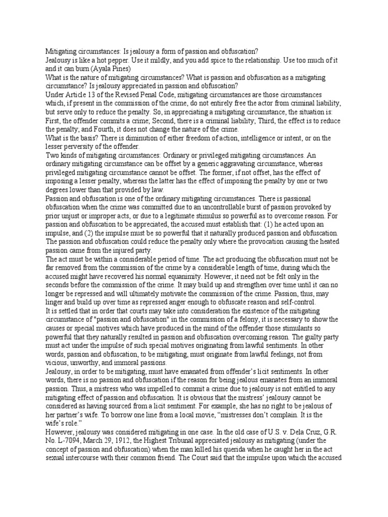 Extenuating Circumstances | PDF | Mitigating Factor | Crimes
