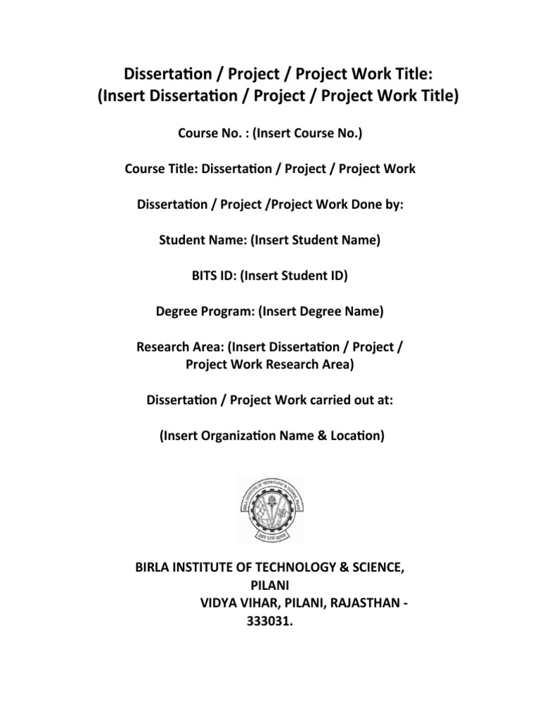 Sample - Project Abstract - Outline Report - Course No. - BITS ID No ...