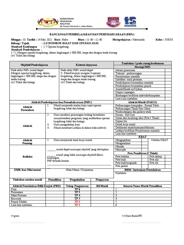 Contoh RPH Pak21 - Modul 3 | PDF