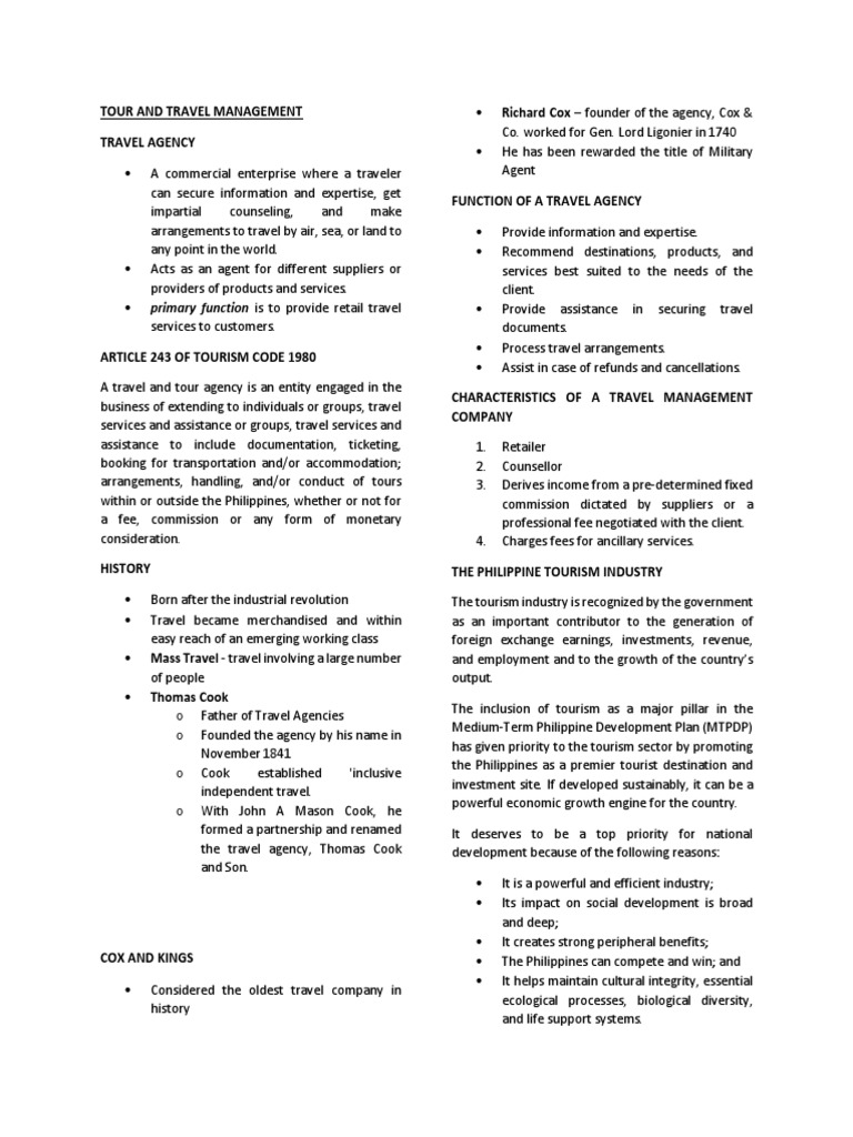 Tour and Travel Management | PDF | Tourism | Travel Agency