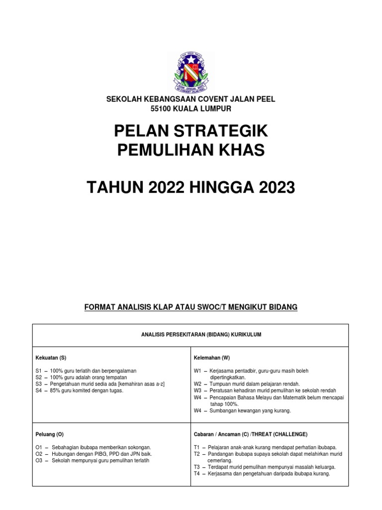 2022 - Pelan Strategik Pemulihan | PDF