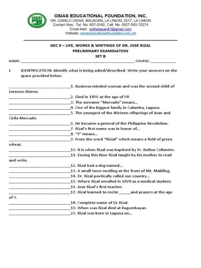 Gec 9 Prelim Exam 2022 | PDF