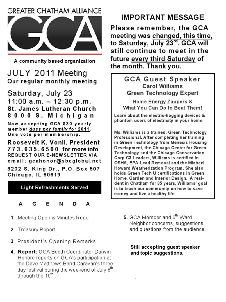 Gca July 2011 Meeting Flyer | PDF | Crime Thriller | Theft