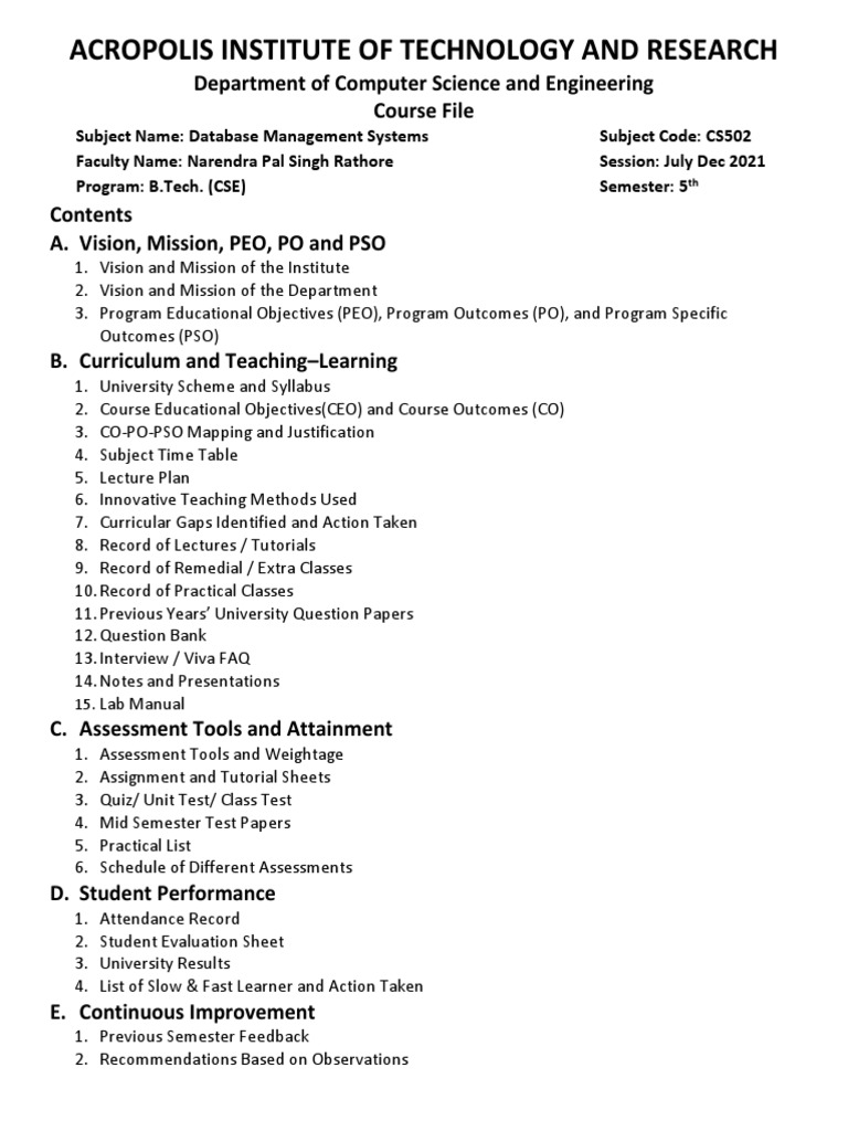 DBMS Course File | PDF | Relational Database | Databases