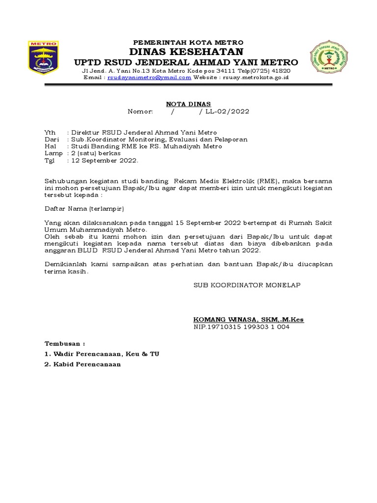 Format Nota Dinas RS | PDF