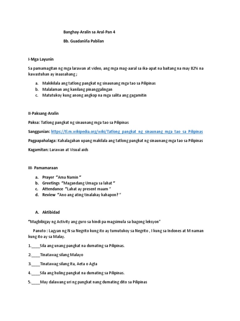 4as in Aral Pan 4 Tagalog | PDF