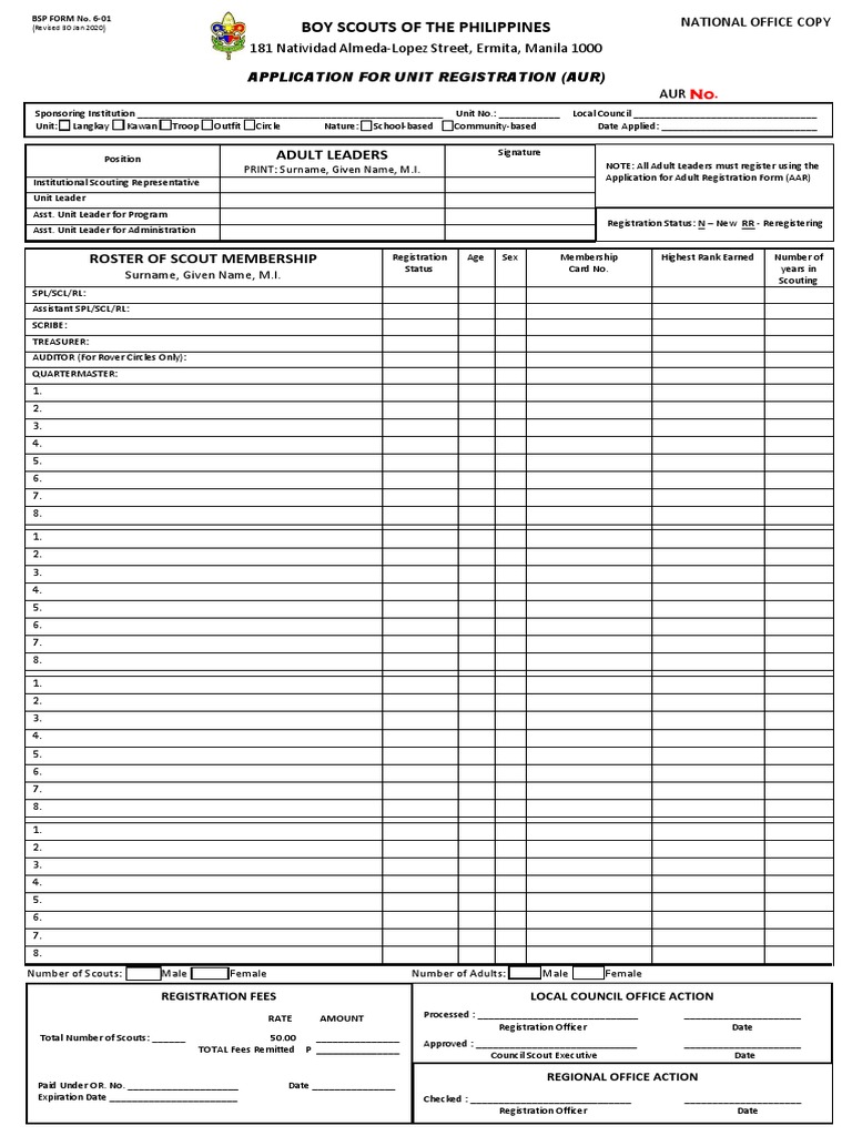 AUR Form | PDF | Girl Guiding And Girl Scouting | Scouting