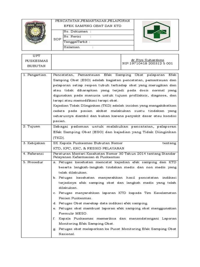 SOP ESO & KTD Puskesmas Bubutan | PDF